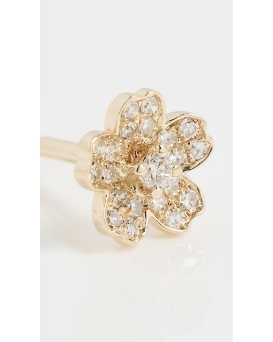 EF Collection Diamond Mini Cherry Blossom Stud Earring in White | Lyst