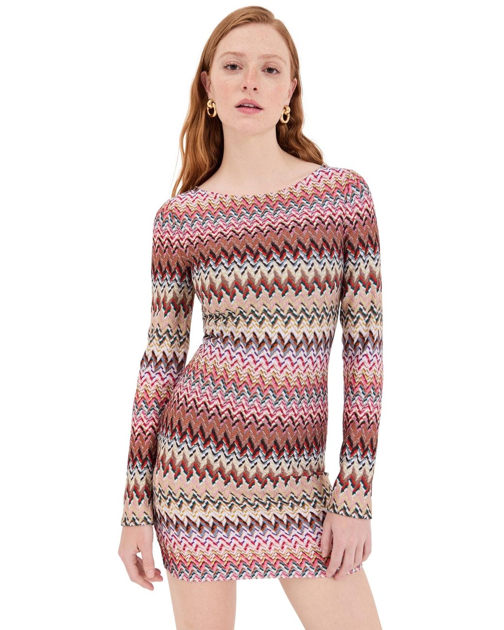 Missoni Mini Dress With Zigzag Pattern in Red | Lyst
