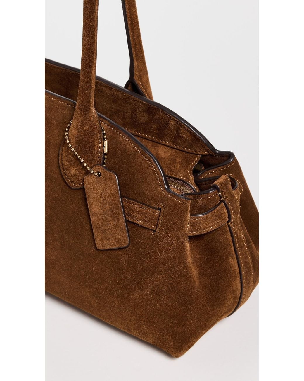 COACH Suede Empire Carryall 34 Tote in Brown | Lyst