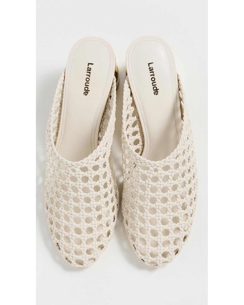 Larroude Dew Drop Macrame Mules in White | Lyst