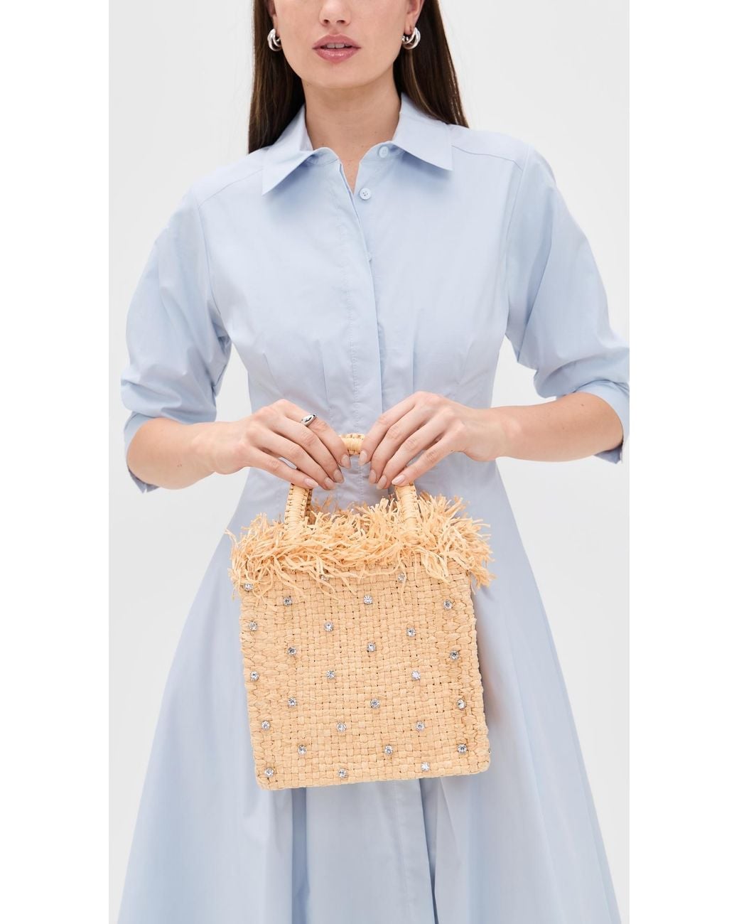 PAMELA MUNSON Check Mate Mini Sparkle Bag in Natural | Lyst