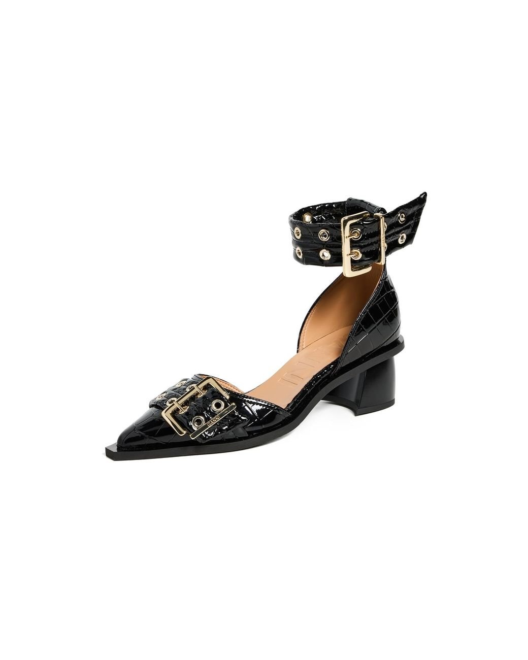 Ganni Chunky Buckle Open Cut Pumps in Black | Lyst Ganni Chunky Buckle Open Cut Pumps in Black | Lyst