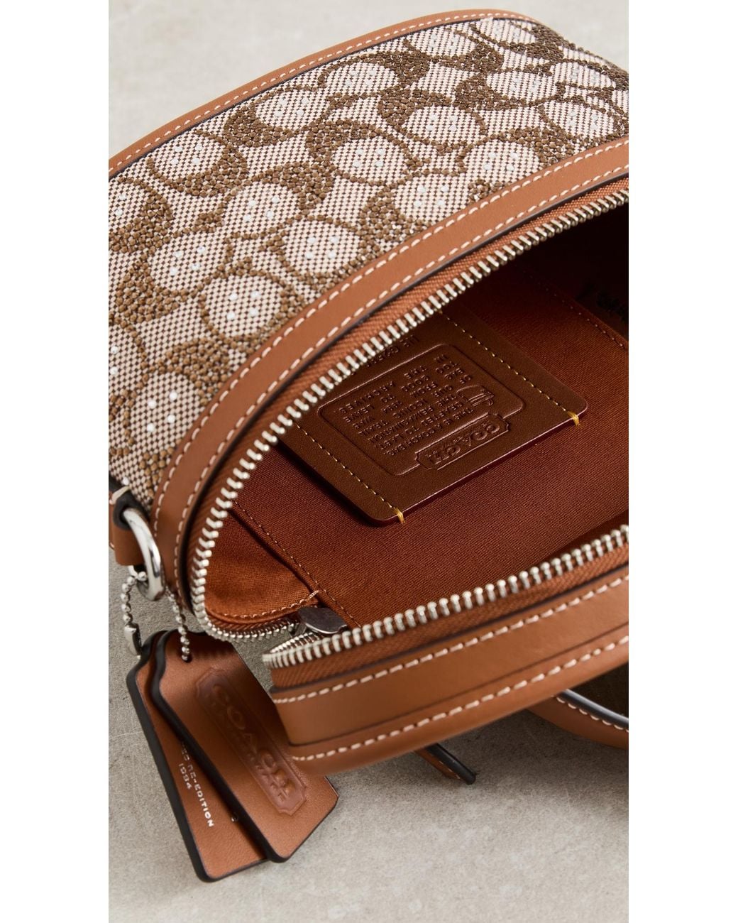 COACH Crystal Signature Jacquard Trail Bag in Brown | Lyst