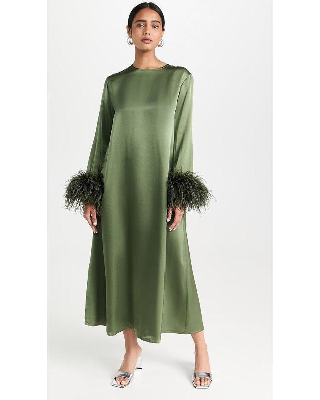 Sleeper Suzi Axi Dress With Detachable Feathers In in Green | Lyst
