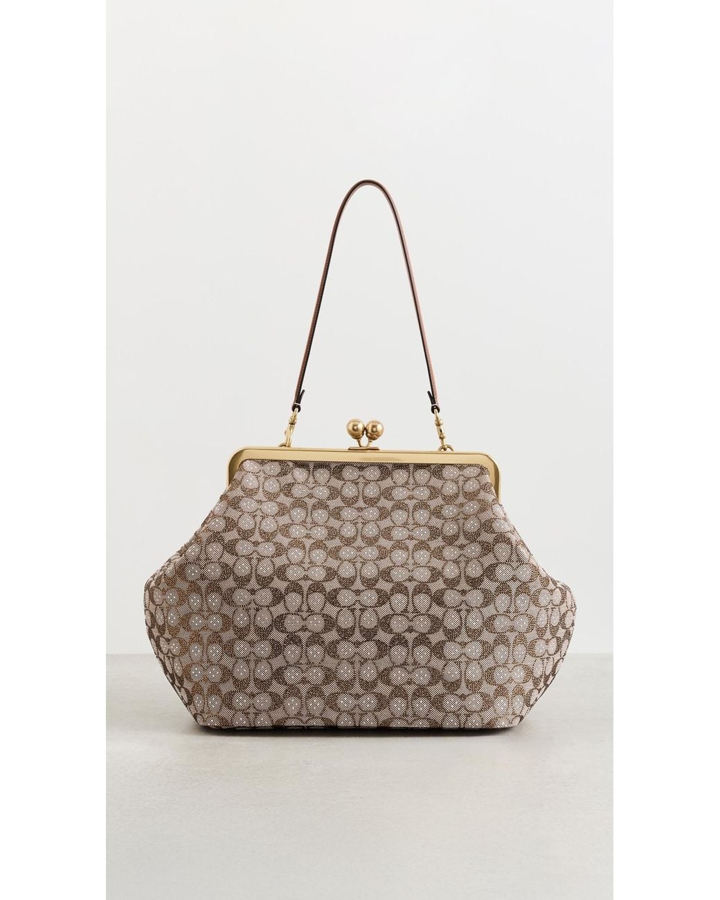 COACH Crystal Signature Jacquard Large Kisslock Bag | Lyst