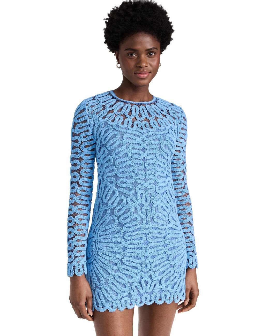 Jonathan Simkhai Mccall Cage Crochet Embroidery Mini Dress in Blue | Lyst