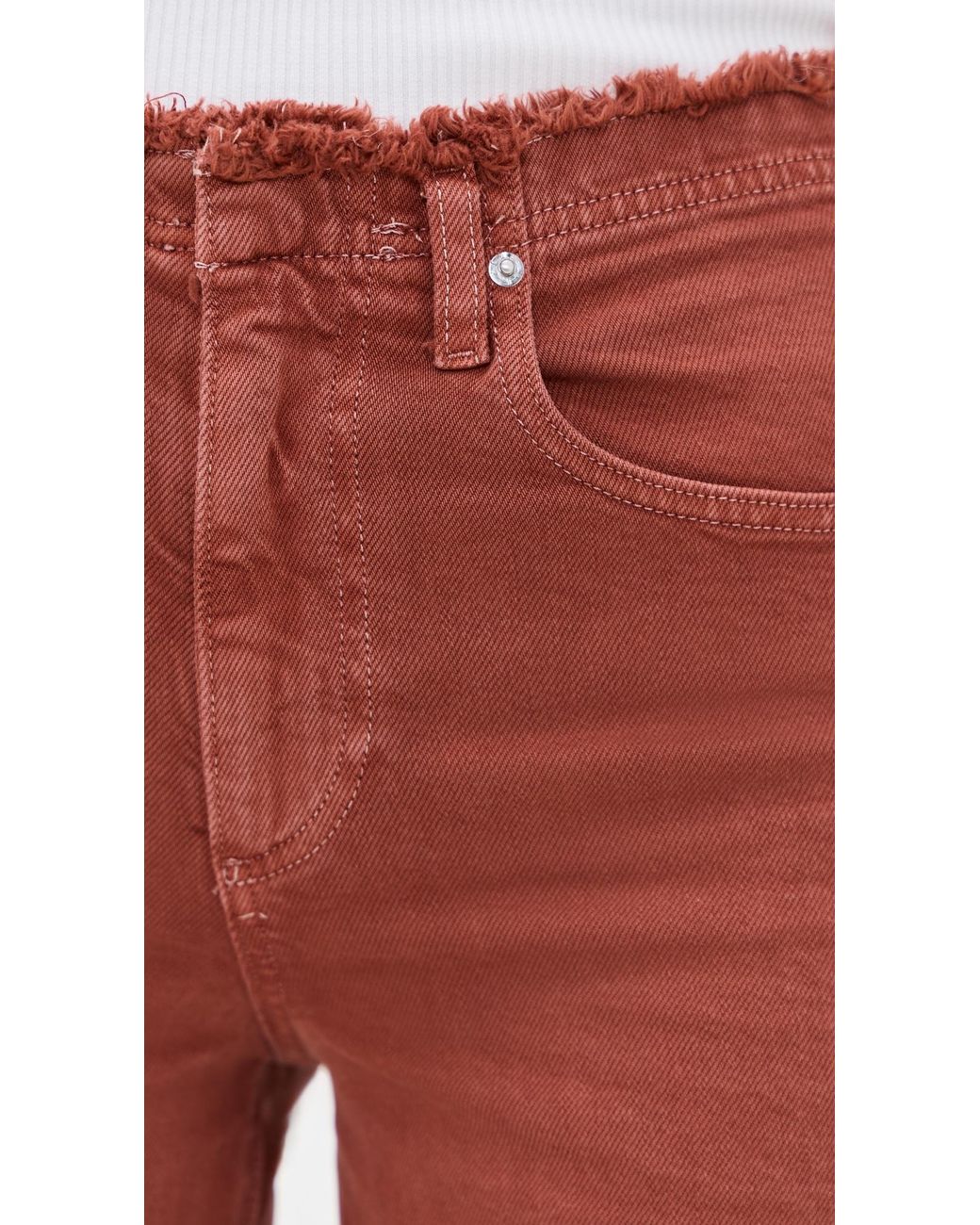 Le Jean Fray Waist Column Jeans in Red | Lyst