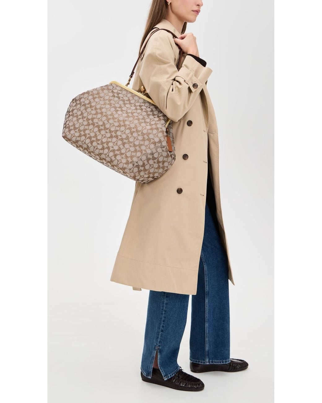 COACH Crystal Signature Jacquard Large Kisslock Bag | Lyst