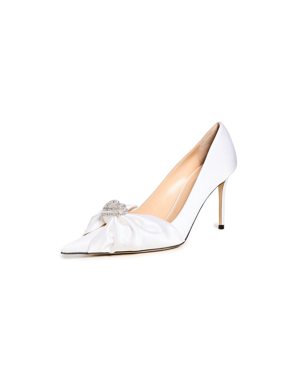 Mach & Mach Double Heart Silk Draped Satin Pumps in White | Lyst