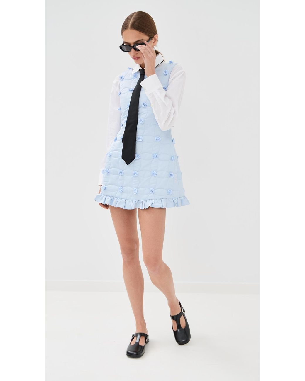 Tanner Fletcher Pippin Quilted Rosette Mini Dress in Blue | Lyst