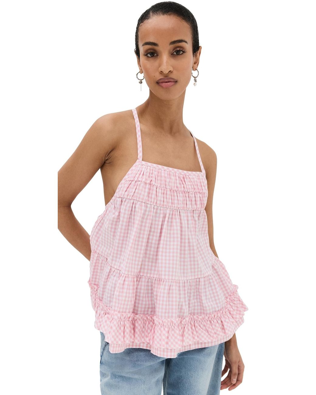 Sandy Liang Imamu Apron Top in Pink | Lyst