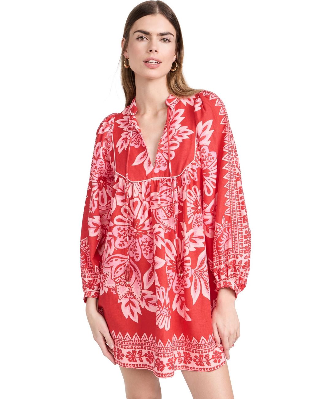 FARM Rio Flora Tapestry Mini Dress in Red | Lyst