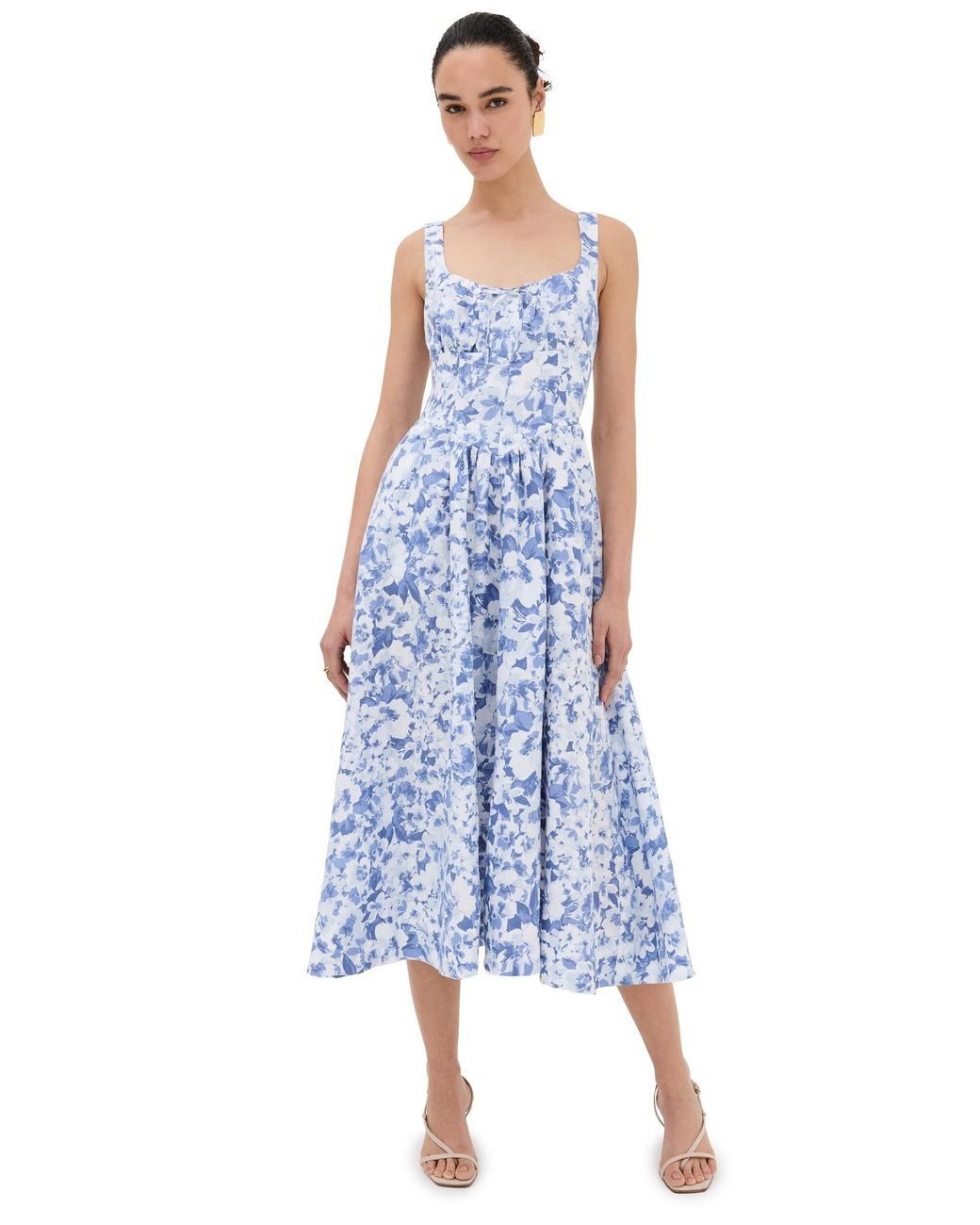 Reformation Baila Linen Dress in Blue | Lyst