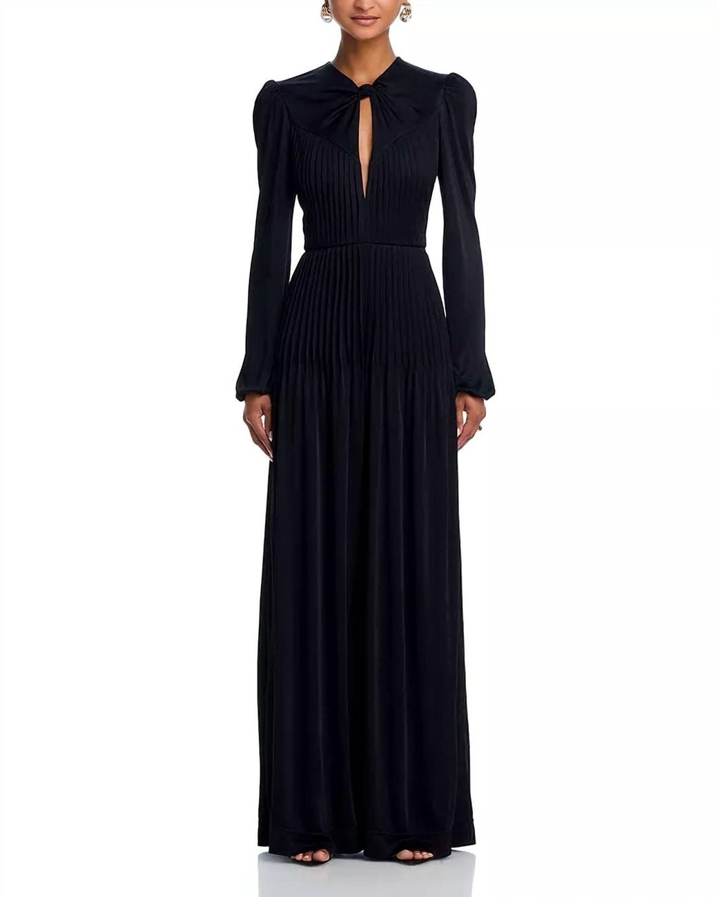 FARM Rio Long Sleeve Knot Jumpsuit in Blue | Lyst