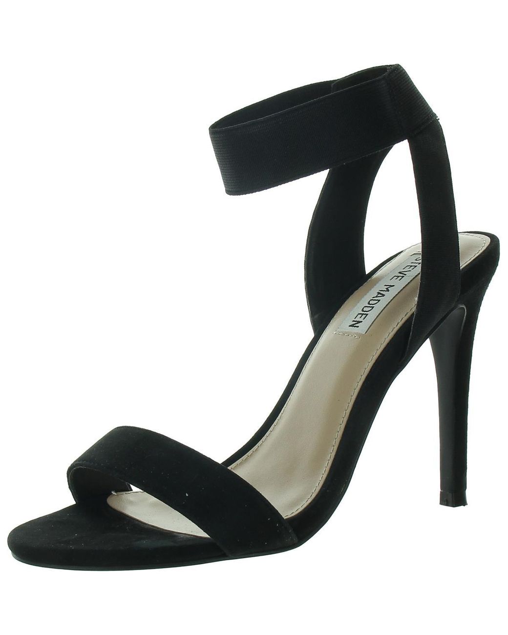 Steve Madden Suede Open Toe Ankle Strap in Black | Lyst