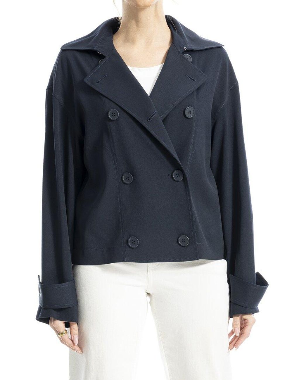 Max Studio Double Breasted Short Jacket in Blue | Lyst