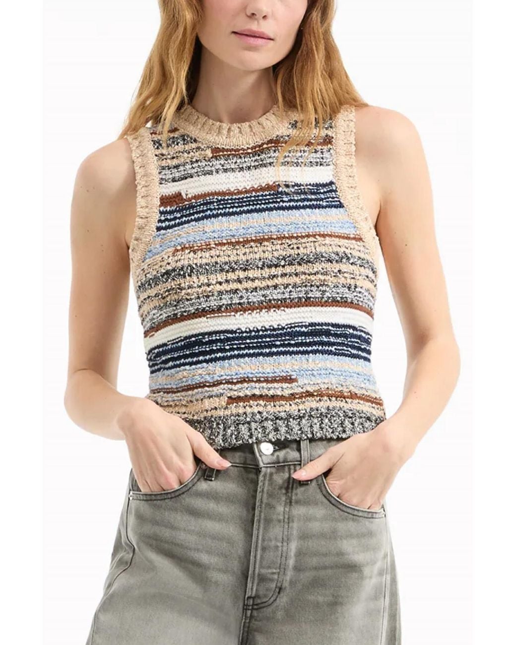 Veronica Beard Cropped Jerrell Knit Tank in Blue | Lyst