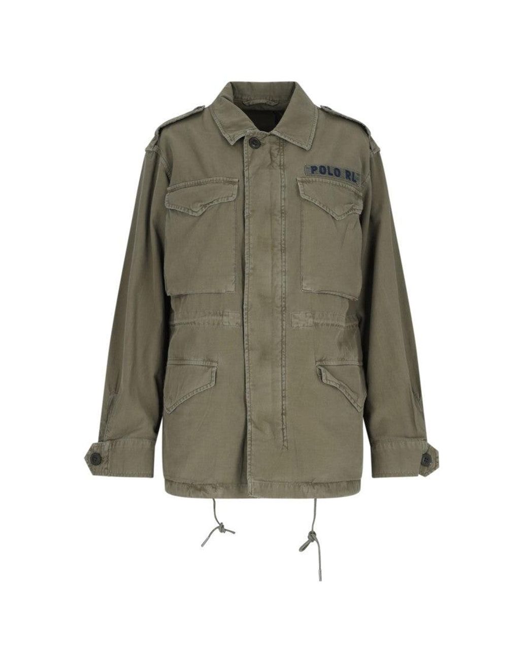 Polo Ralph Lauren Military-Style Twill Coat With Four Flap Pockets in Green | Lyst
