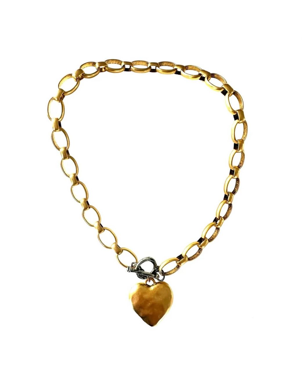 CV Designs Sweetheart Puffy Heart Necklace in Metallic | Lyst
