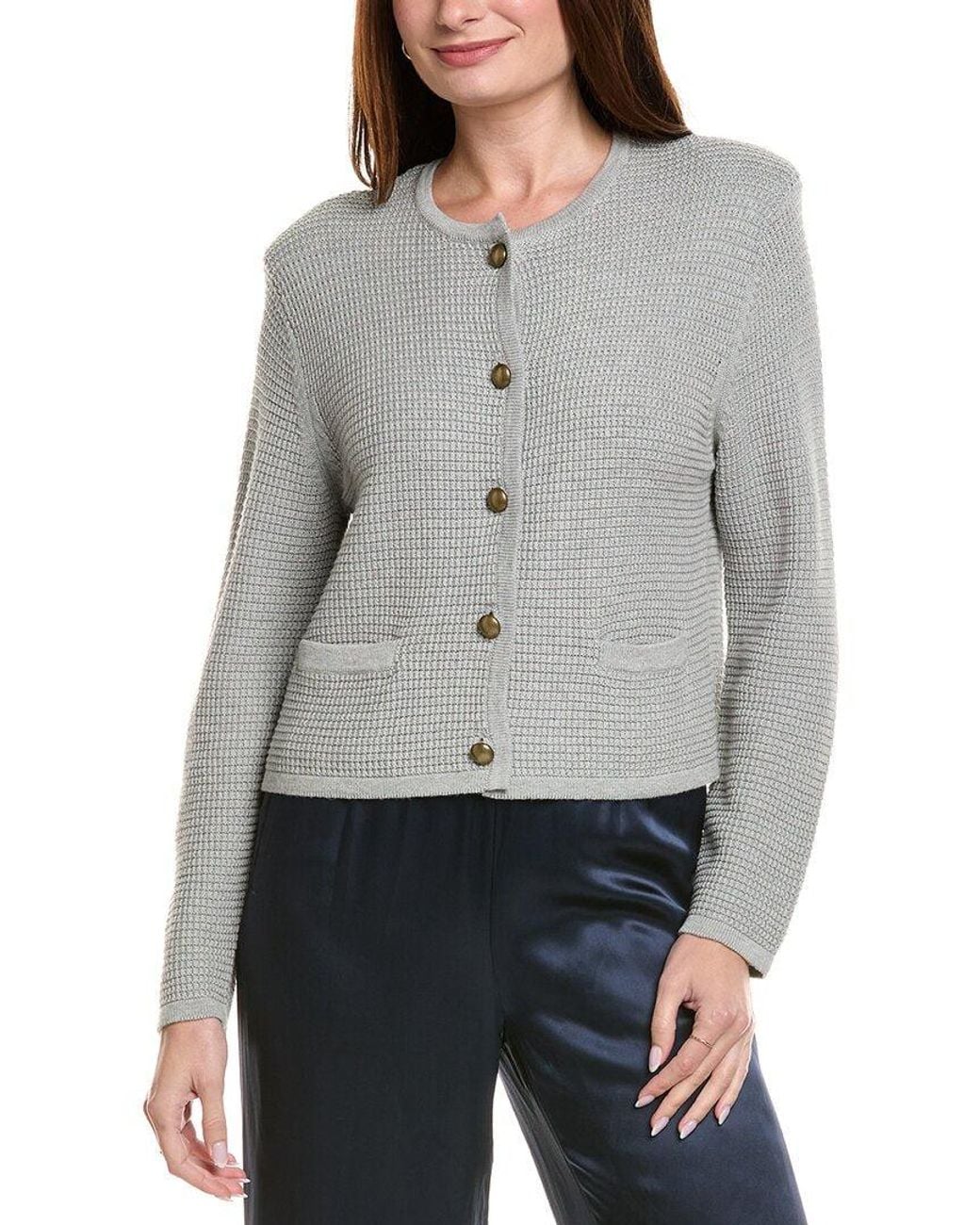 Hannah Rose Textured Crop Cashmere-Blend Jacket in Gray | Lyst
