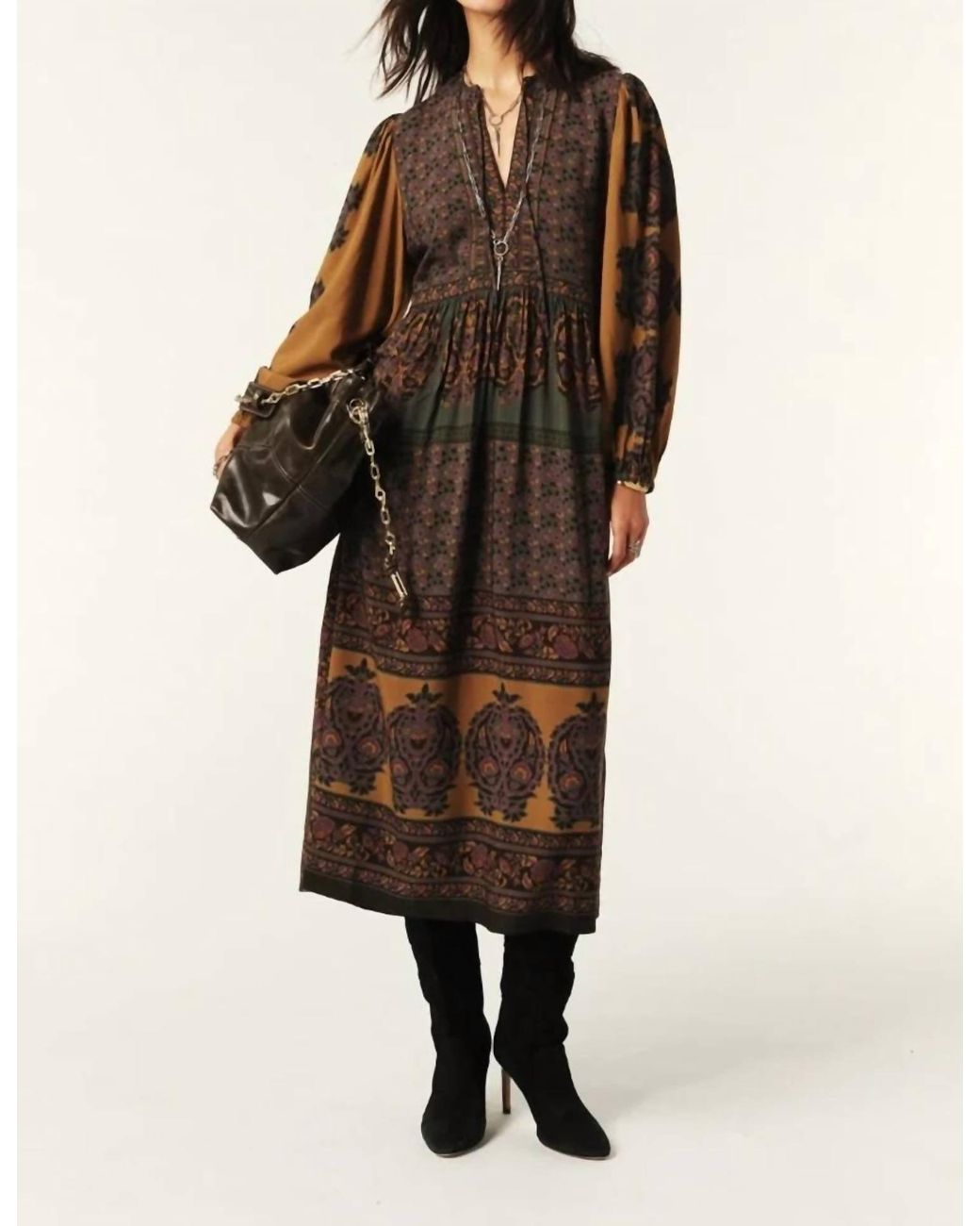 Ba&sh Barley Midi Dress in Brown | Lyst