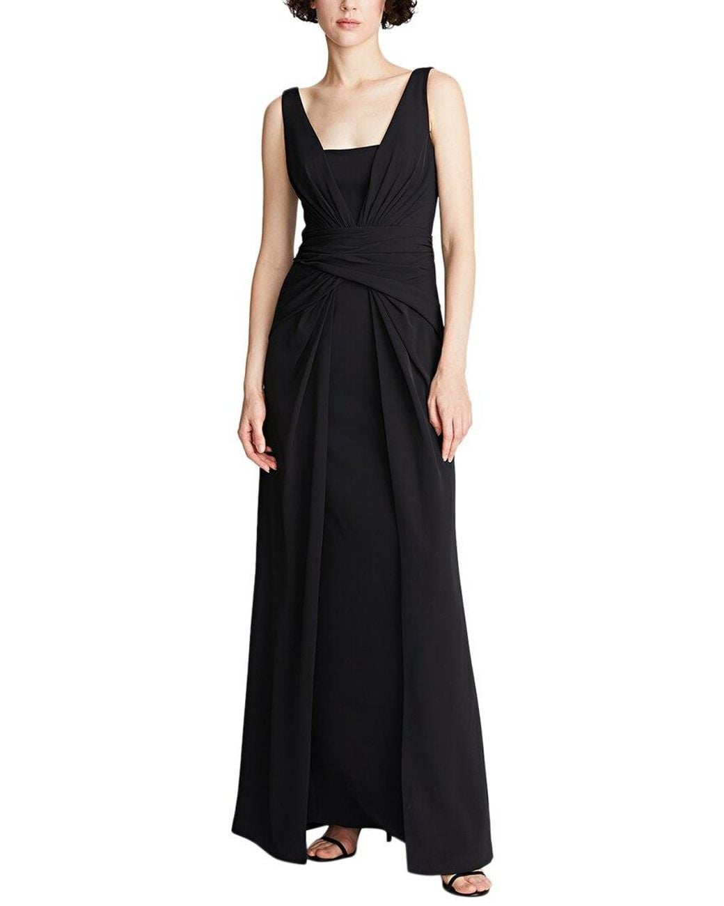 Halston Erica Fluid Crepe Gown in Black | Lyst