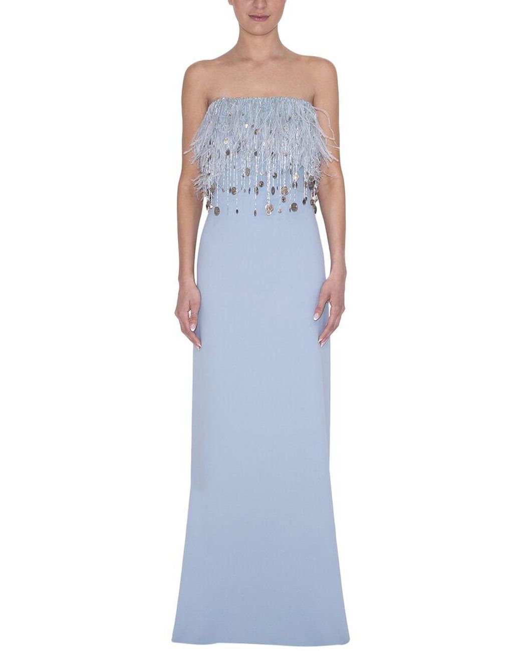 Reem Acra Classic Crepe Gown in Blue | Lyst