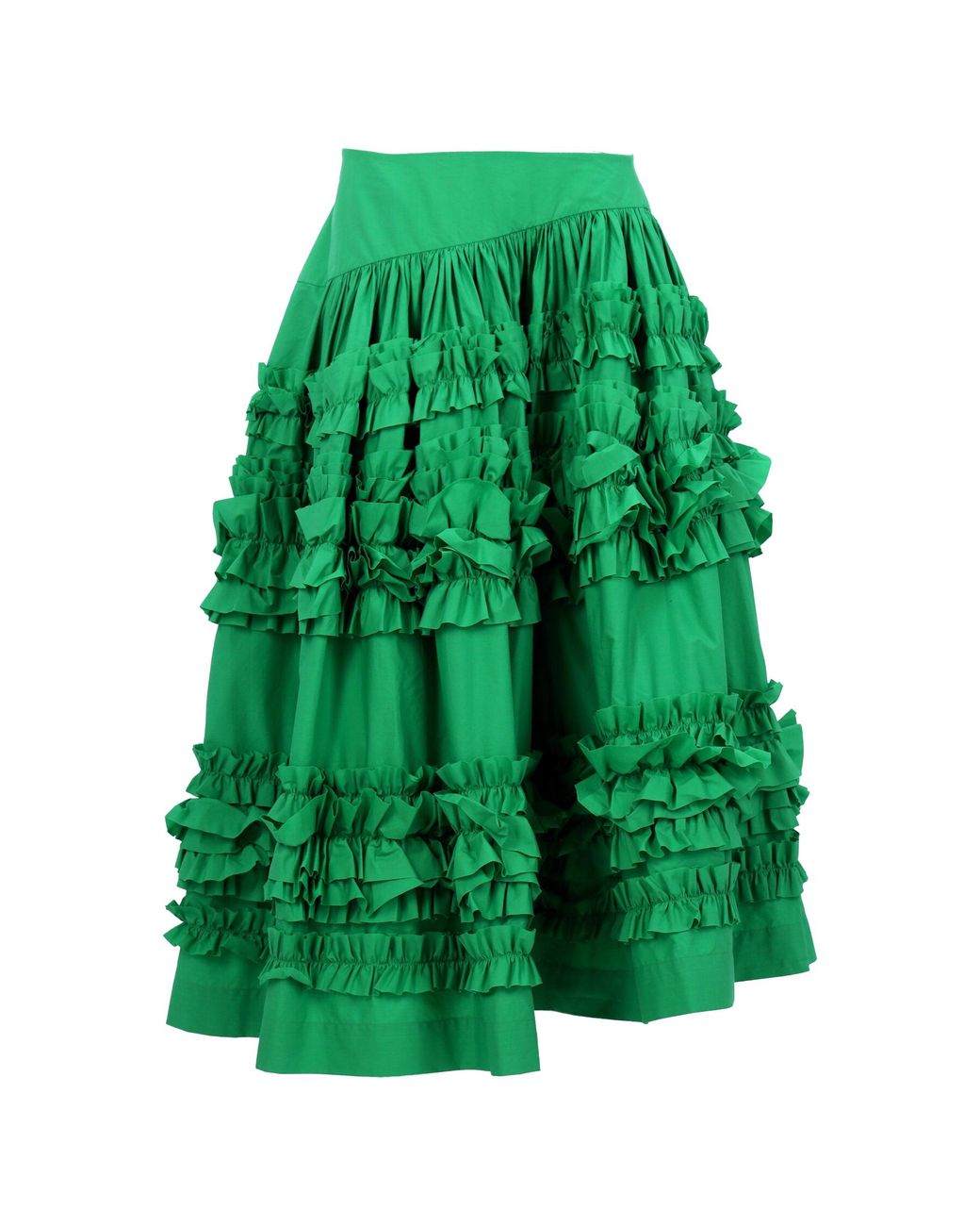 Molly Goddard Ruffled Midi Skirt in Green | Lyst