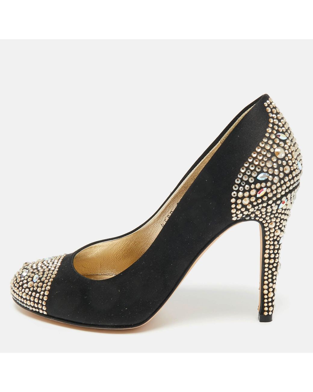 Gina Satin Crystals Embellished Pumps in Black | Lyst