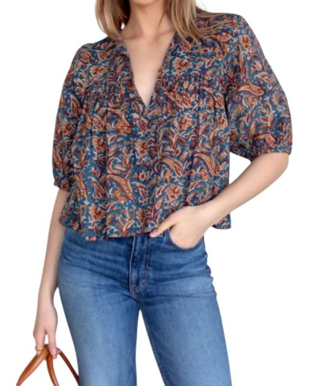 Emerson Fry Puff Isla Top in Blue | Lyst