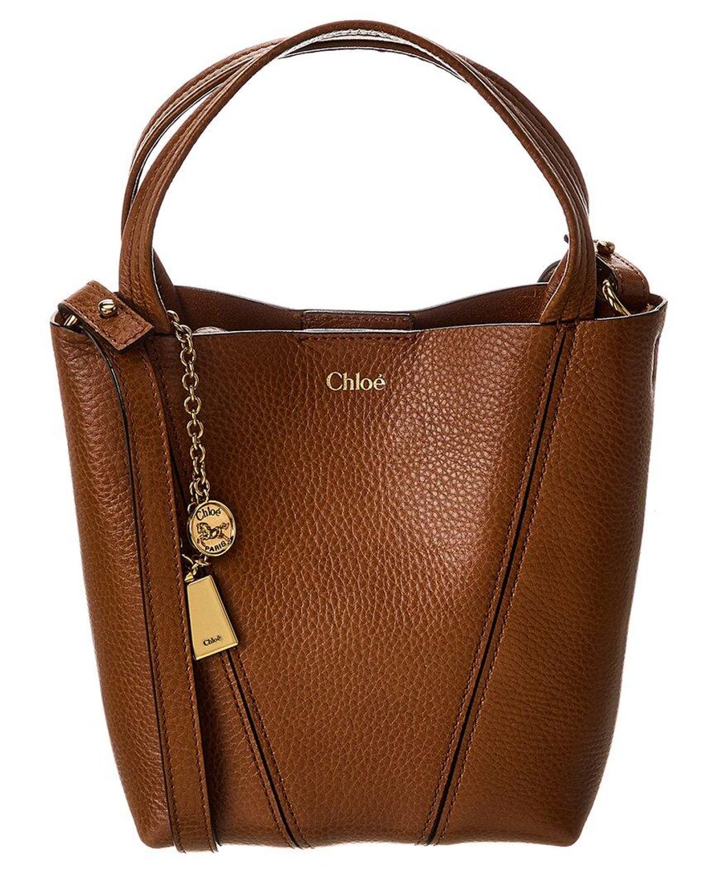 Chloé Spin Small Leather Bucket Bag in Brown | Lyst