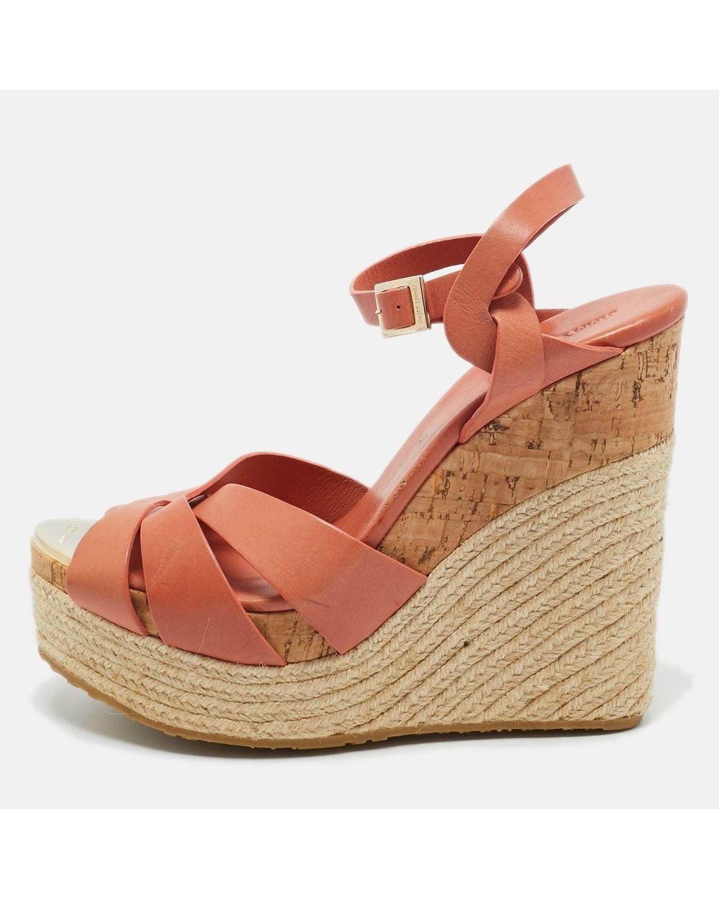 Jimmy Choo Leather Platform Wedge Sandals in Brown | Lyst