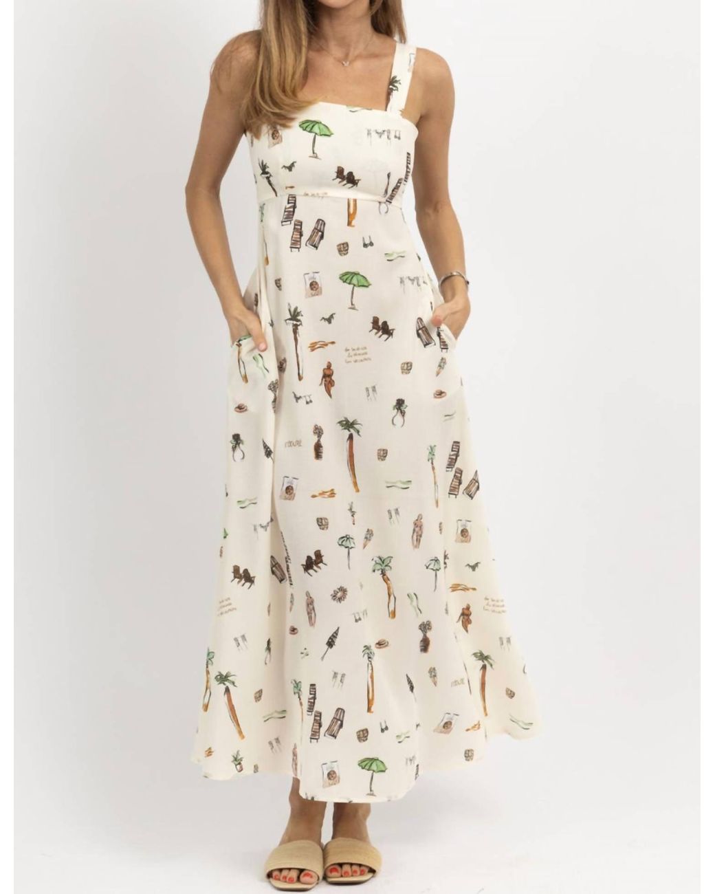 Rosa Clothing Destination Backless Maxi Dress in Natural | Lyst