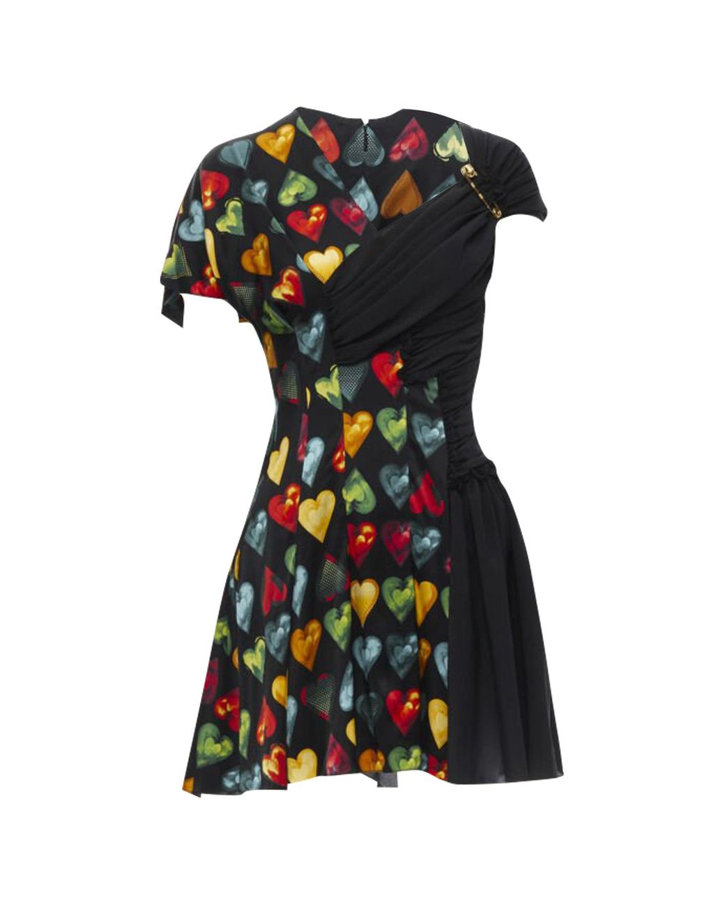Versace Jim Dine Heart Print Safety Pin Dress in Black | Lyst