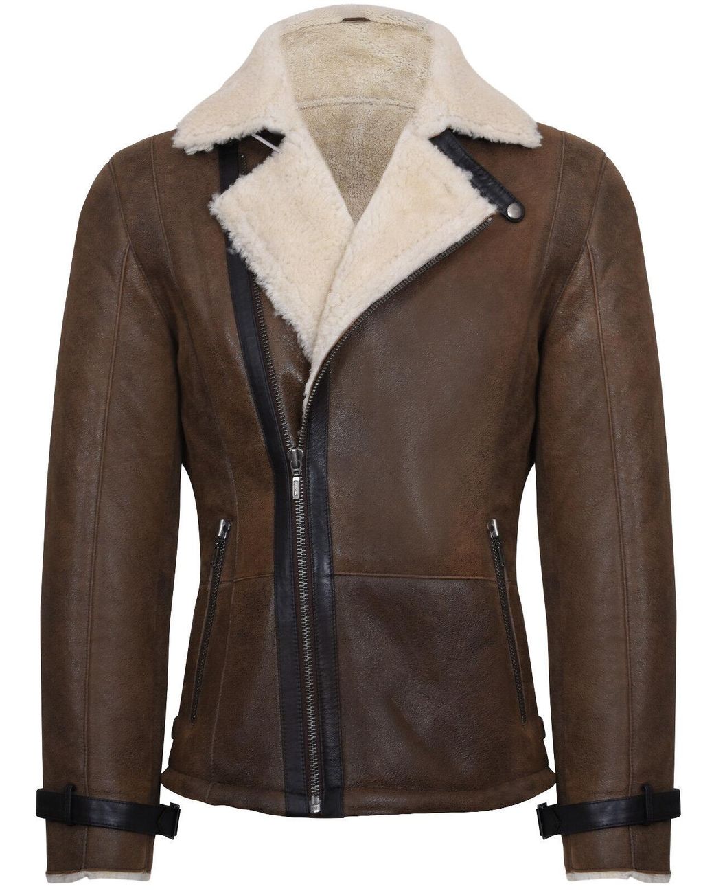 Infinity Leather Double Breasted Sheepskin Leather Biker Jacket-Manila ...