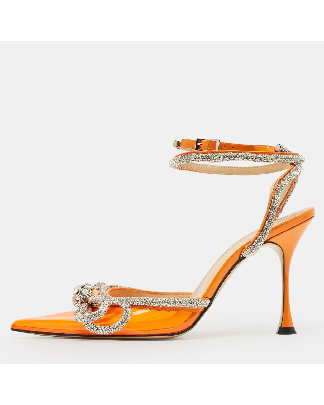Mach & Mach Patent Leather And Pvc Crystal Embellish Double Bow Pumps ...