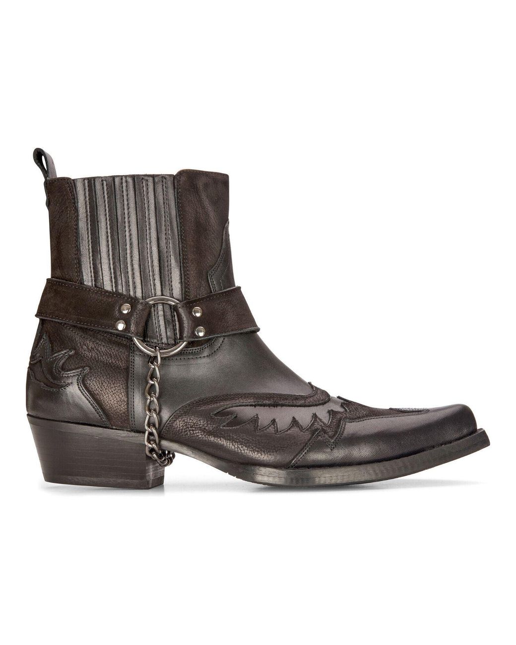 Infinity Leather Leather Cowboy Ankle Boots Cuban Biker Winklepicker ...