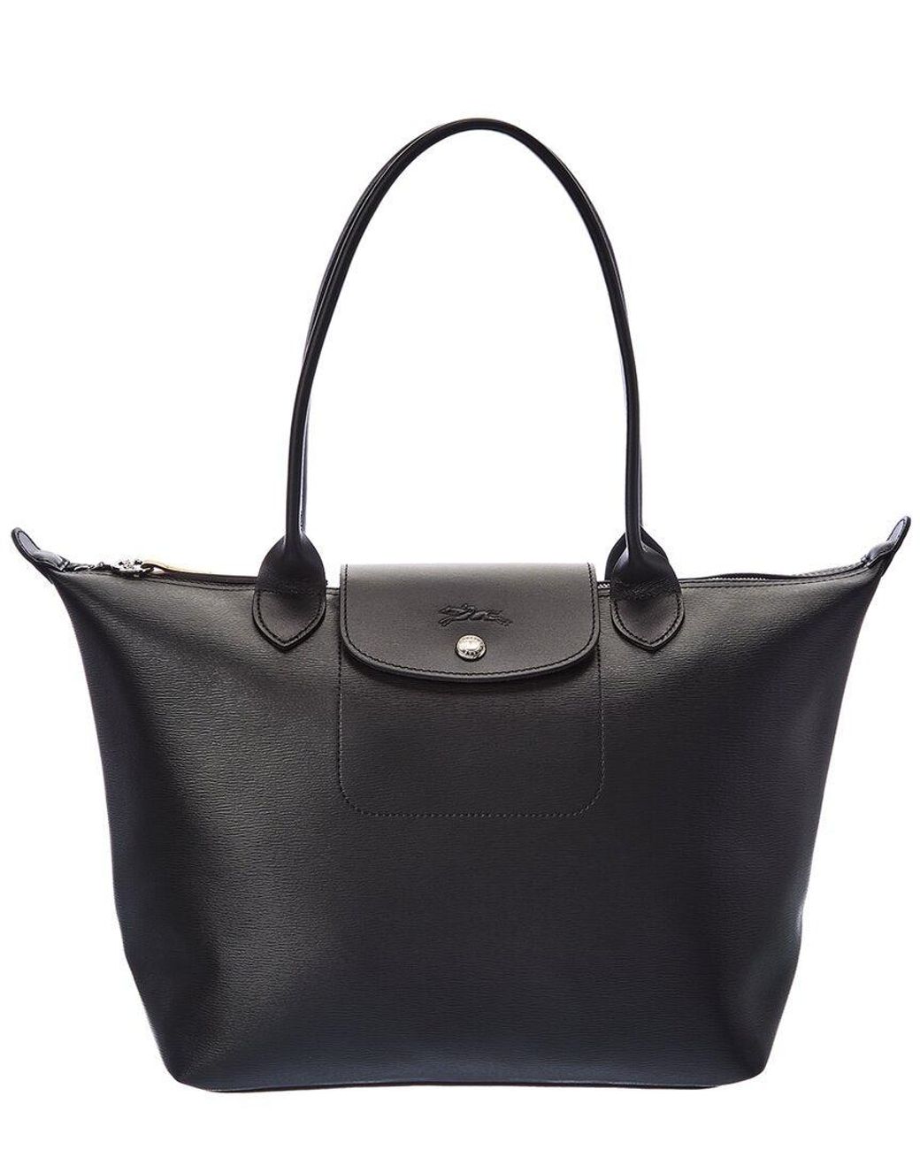 Longchamp Le Pliage City Leather Long Handle Tote In Black Lyst