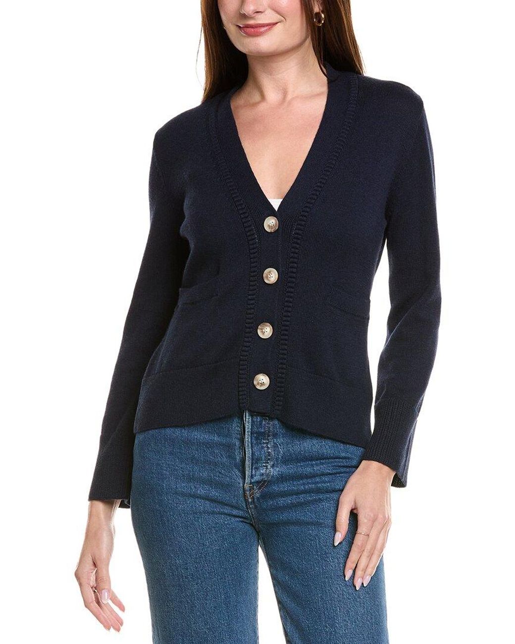 Hannah Rose Cinched Waist Button Cashmere Blend Cardigan In Blue Lyst