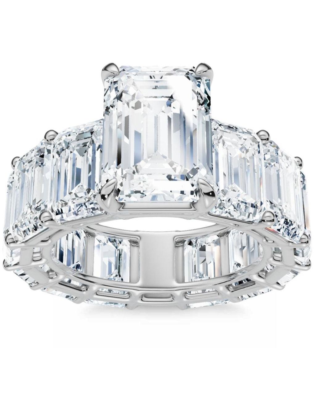 Pompeii3 Certified 15.44Ct Emerald Cut Diamond Engagement Ring 14K Lab Grown Size: 6 in Metallic ...