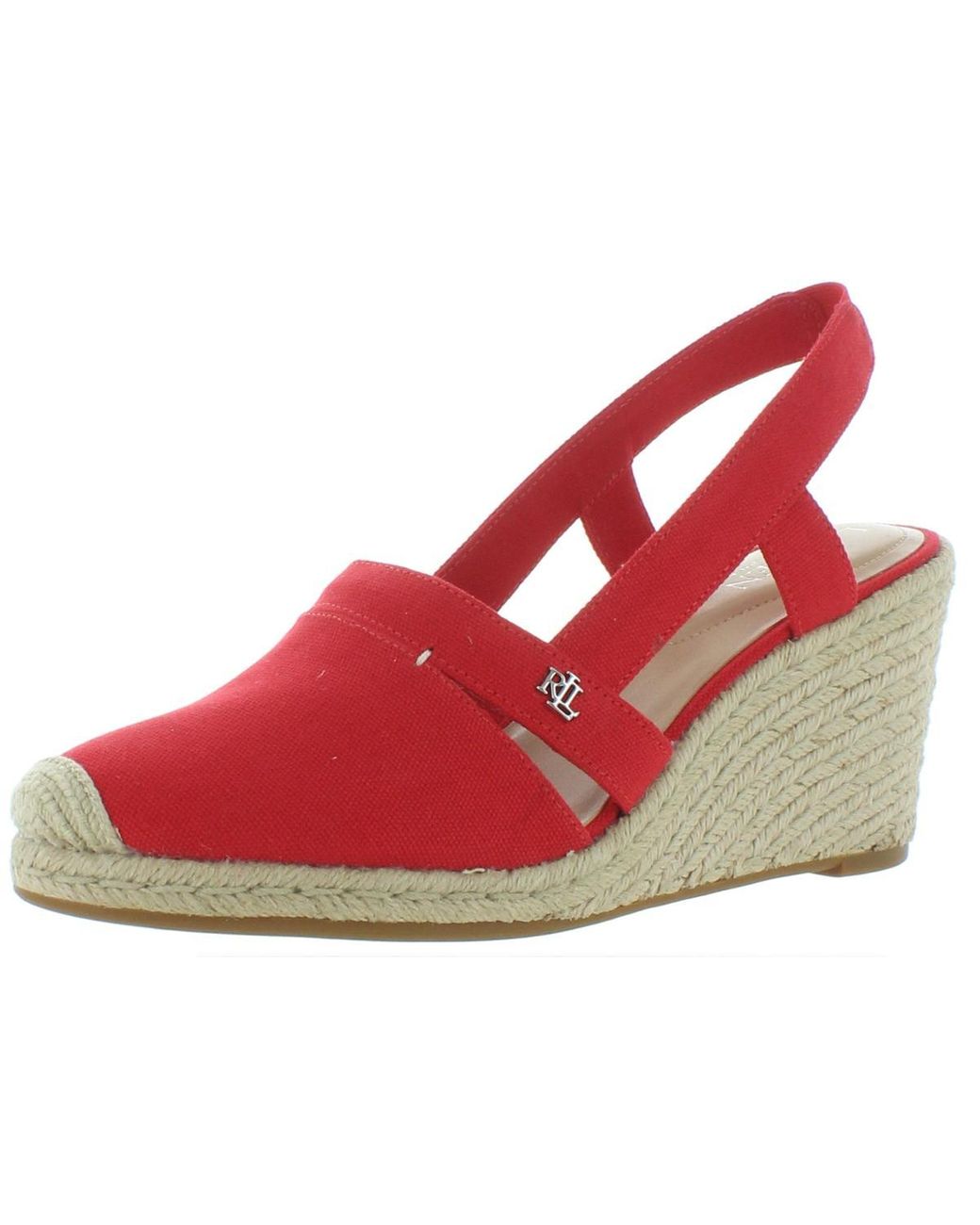 Ralph Lauren Penelopie Strappy Cap Toe Heel Sandals in Red | Lyst