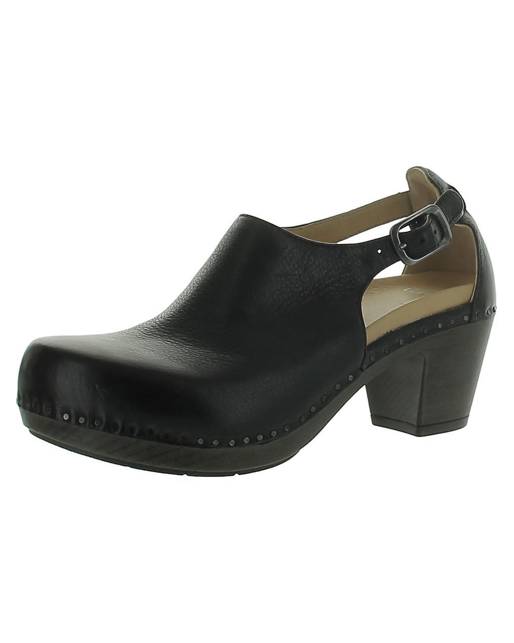 Dansko Sassy Leather Slip On Clogs in Black | Lyst