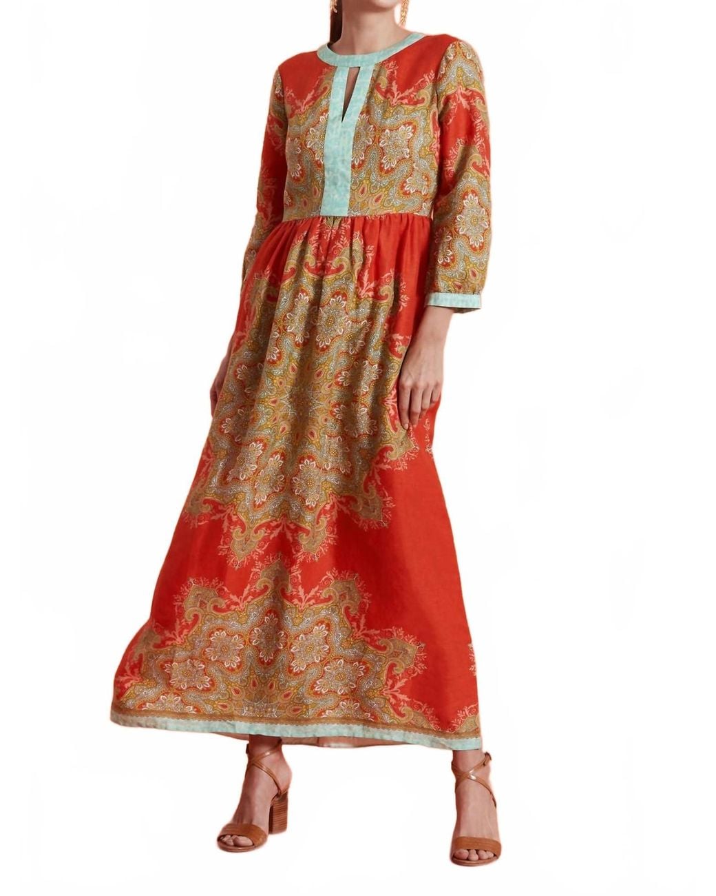 tyler boe Rita Medallion Maxi Dress in Red | Lyst
