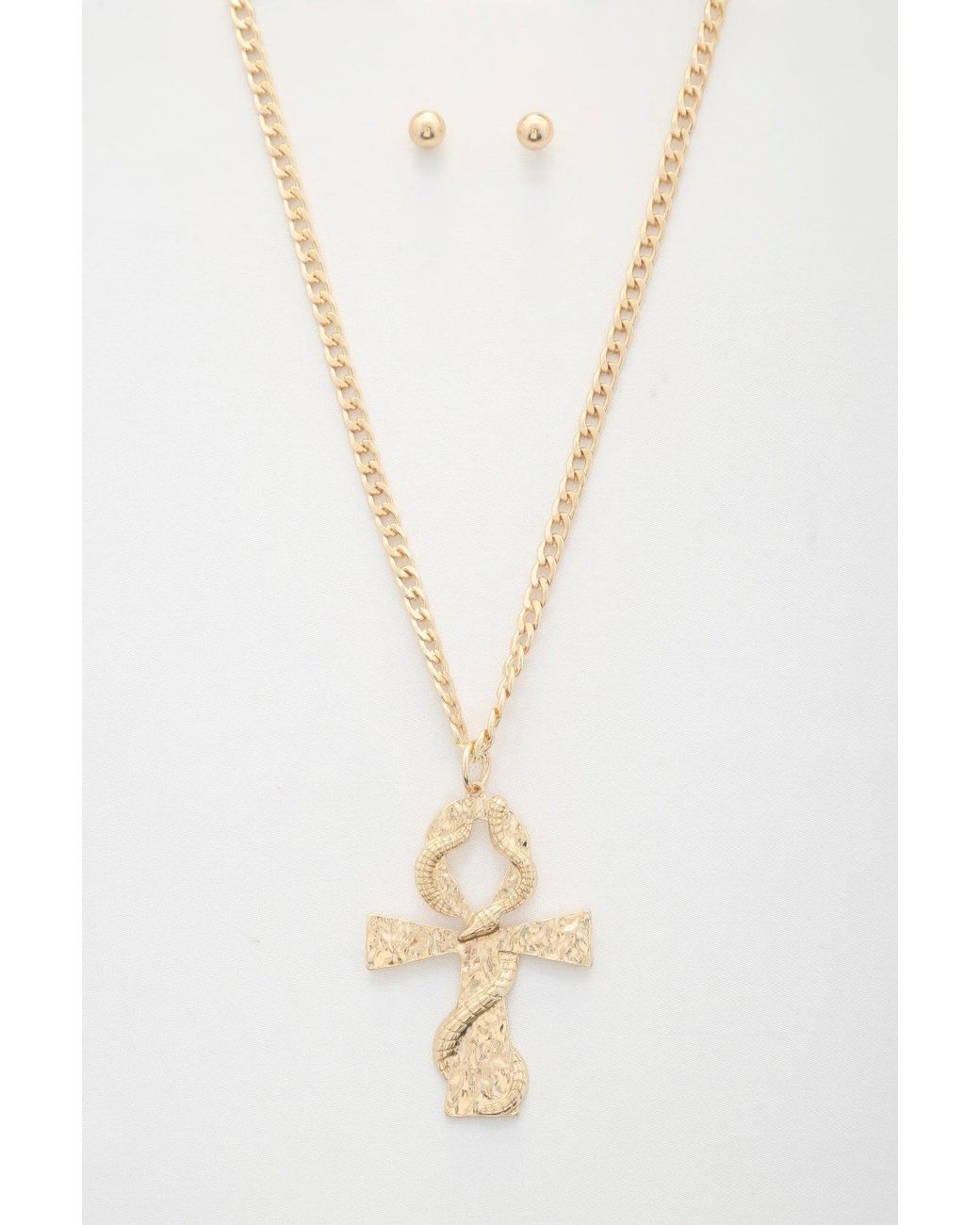 Fashnzfab Snake Wrap Cross Pendant Curb Link Necklace in White | Lyst