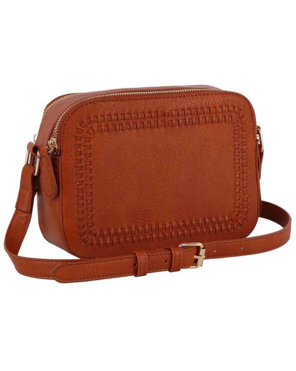 Fashnzfab Fashion Stitch Rectangular Crossbody Bag in Brown | Lyst