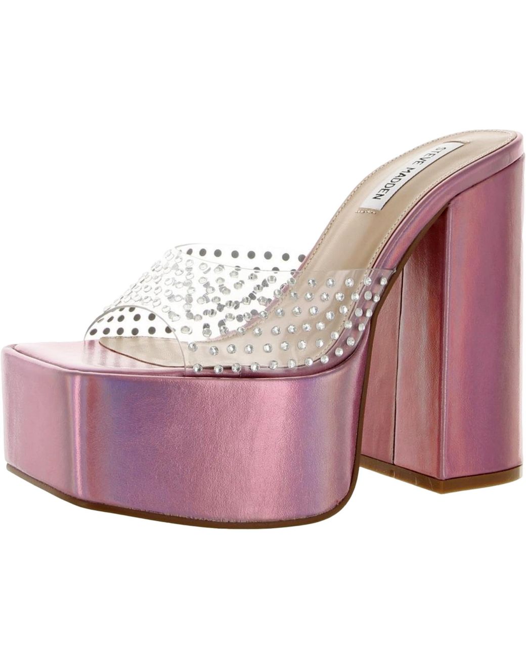 Steve Madden Ruby Heeled Sandai Iridescent Ruby-Iri in Pink | Lyst