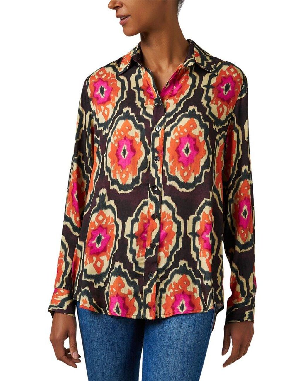 Finley Monica Medallion Print Blouse in Red | Lyst