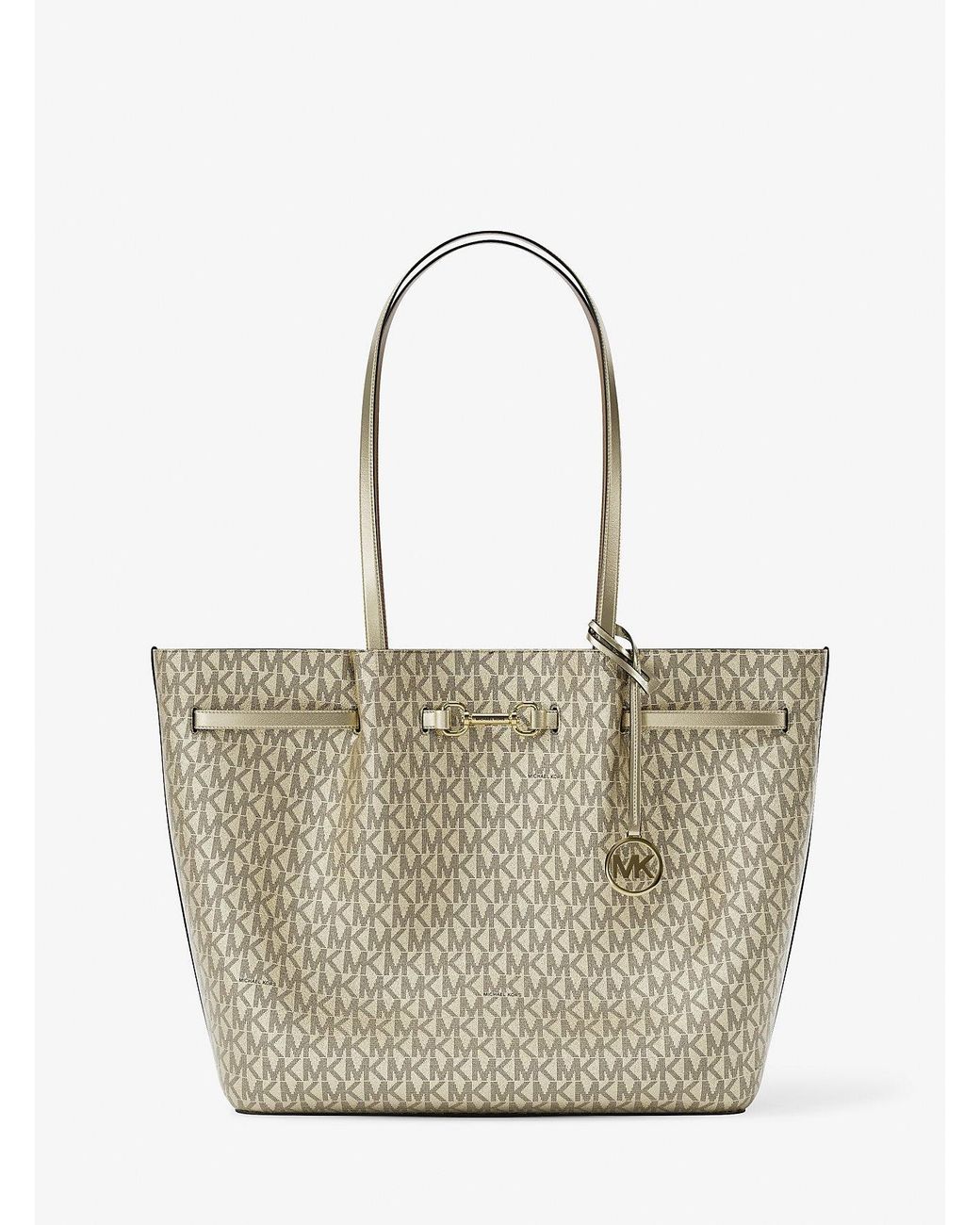 Michael Kors Outlet Carson Large Metallic Signature Logo Tote Bag in ...