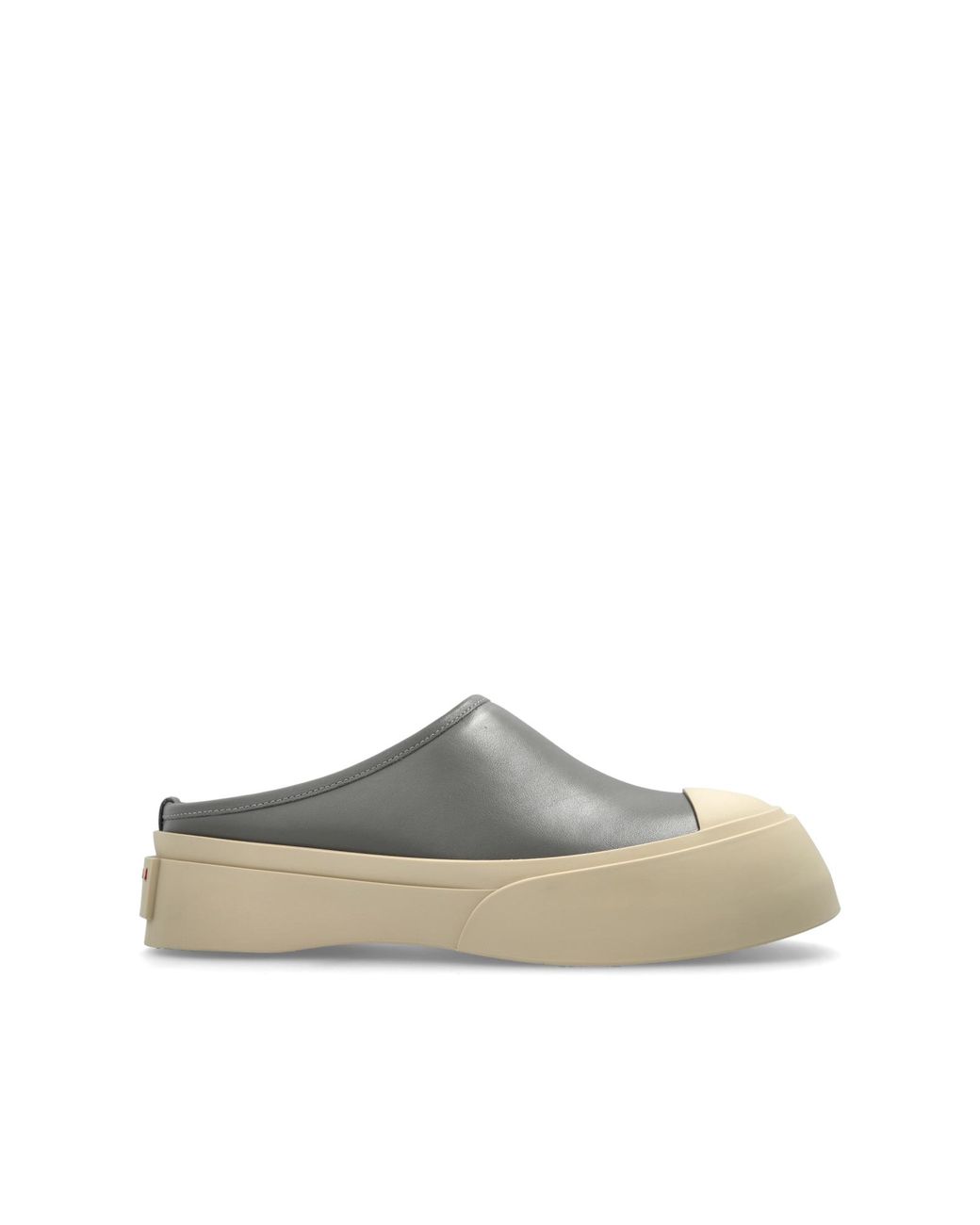 Marni Leather Platform Slides in Gray | Lyst