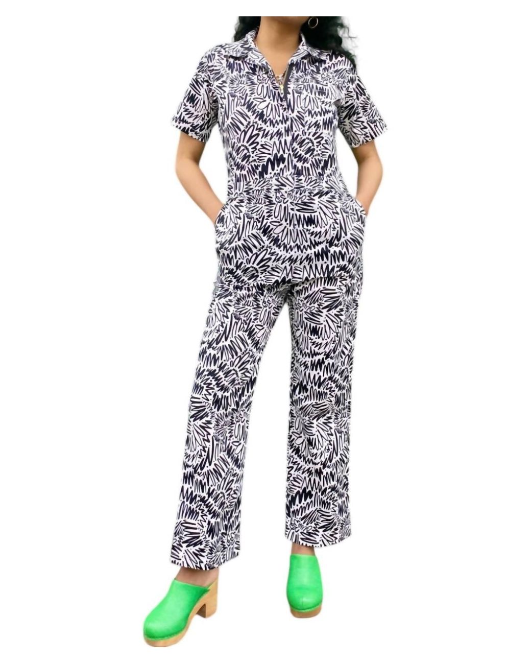 Nooworks Coveralls Zig Zag Jumpsuit in Blue | Lyst